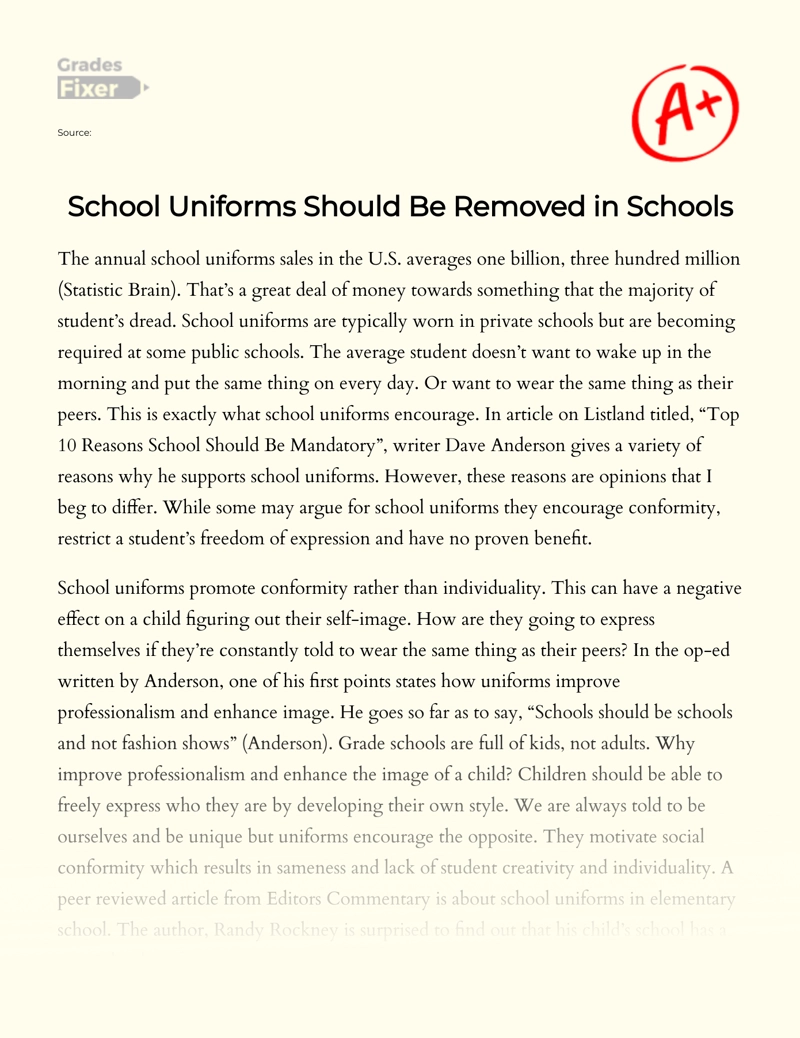 School Uniforms Essay Telegraph